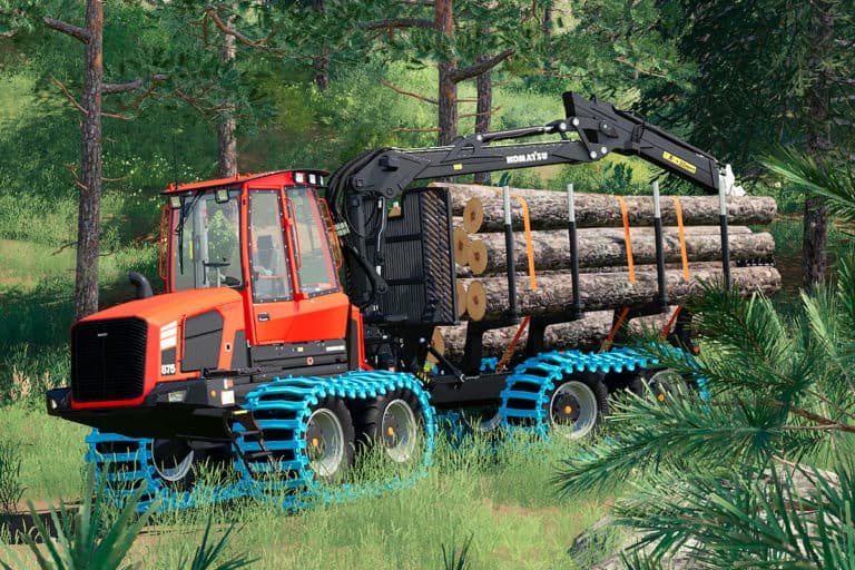 Download the Komatsu 875 Forwarder with Autoload – FS19 Mods